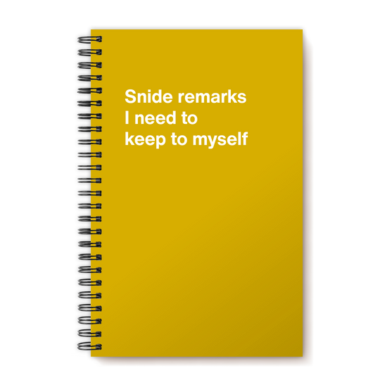 Snide remarks I need to keep to myself | WTF Notebooks®